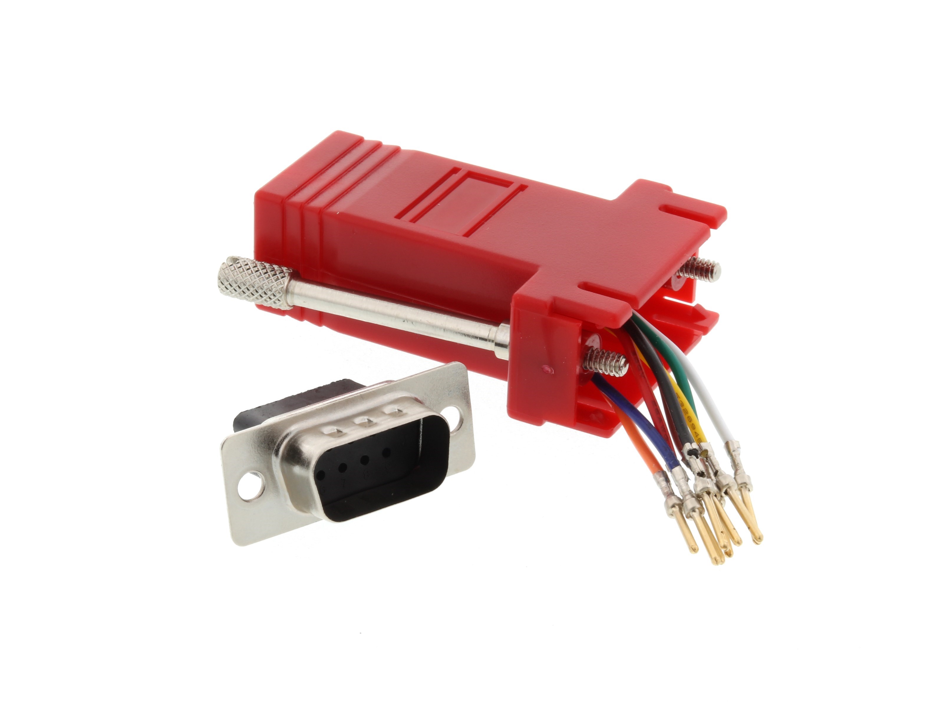 Modular Adapter Kit - DB9 Male to RJ45 - Red at Cables N More
