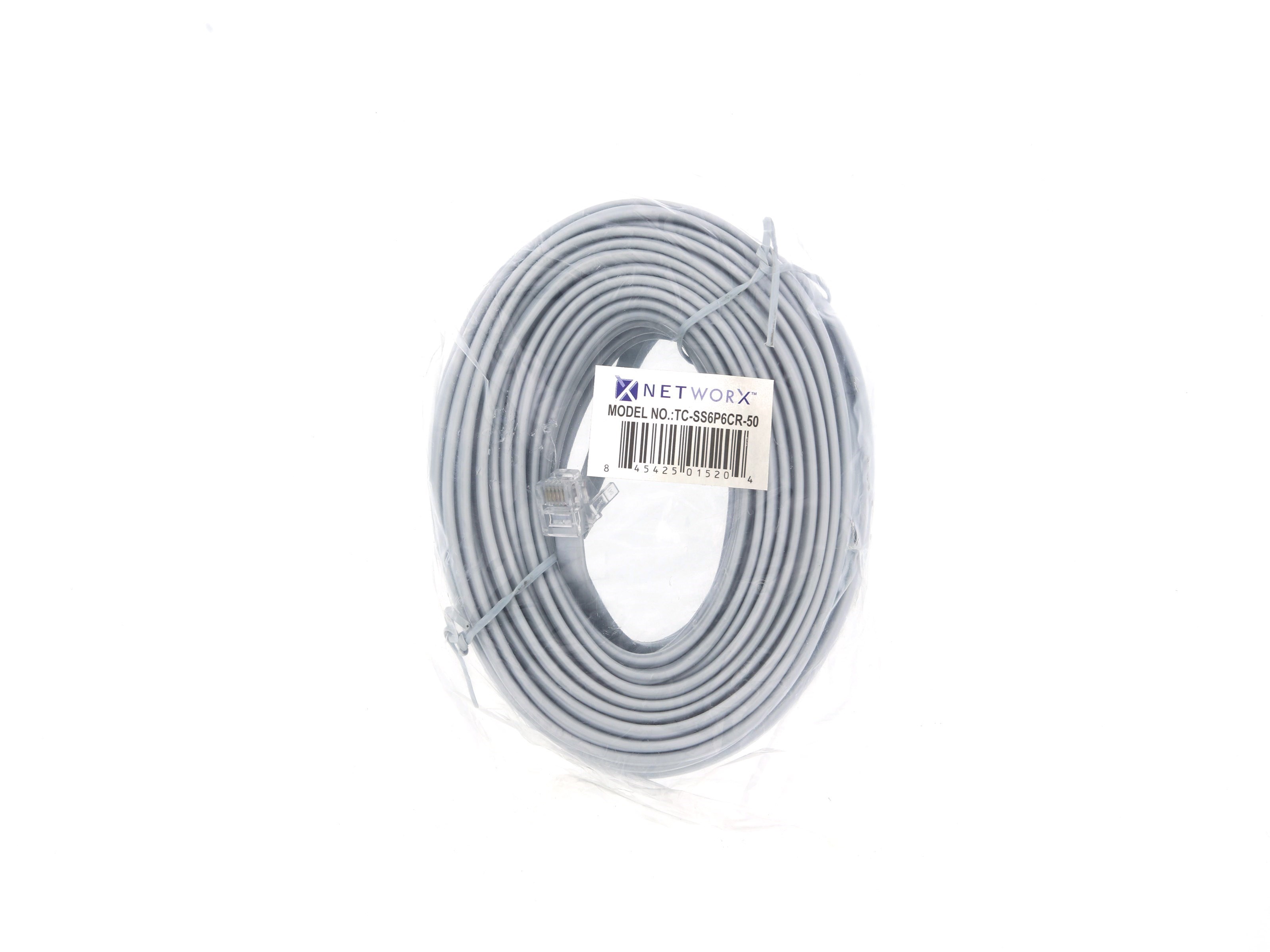 RJ12 6 Conductor Cross Wired Telephone Cable 50 FT at Cables N More