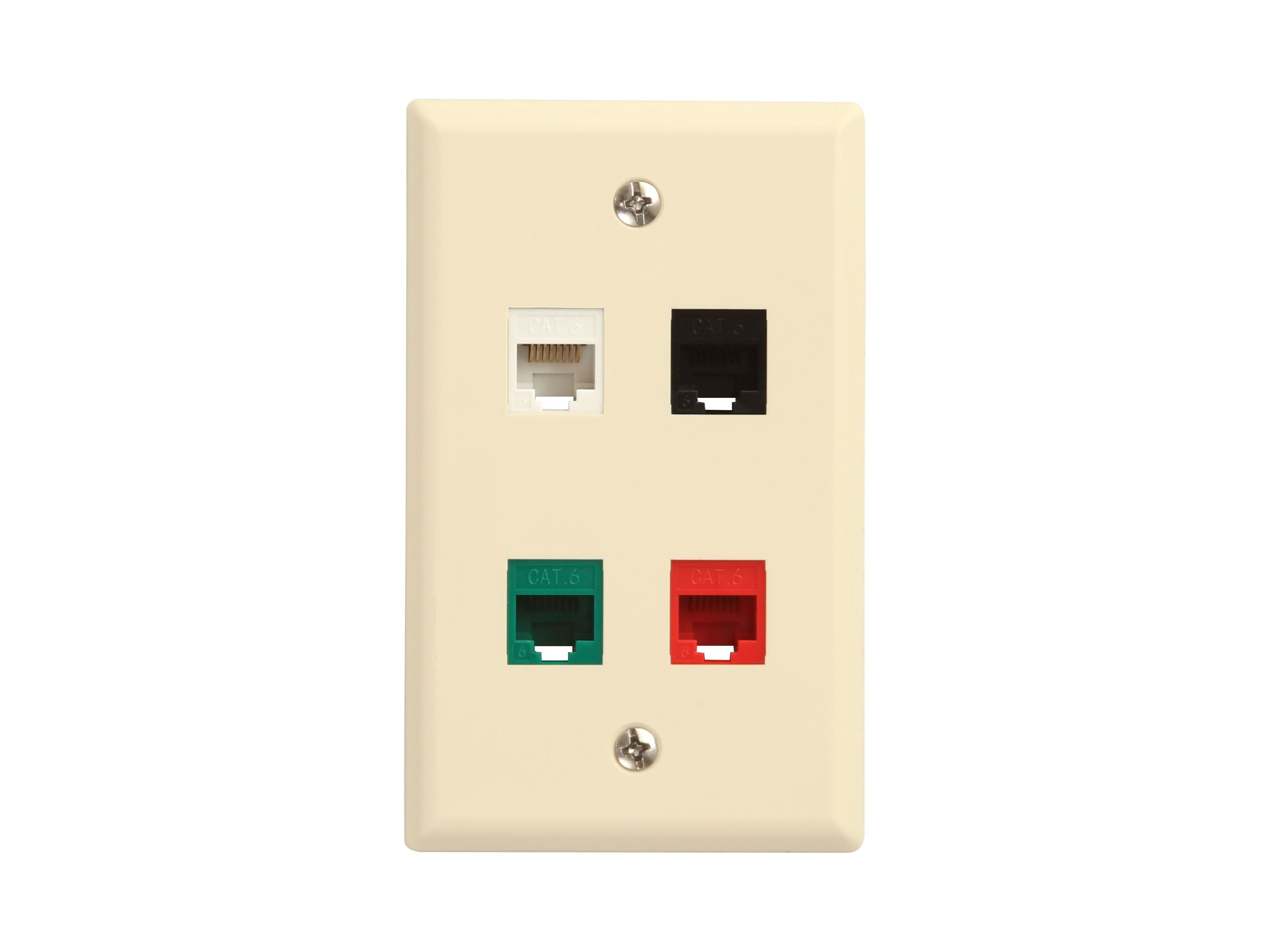 4 Port Keystone Faceplate - Single Gang - Almond at Cables N More